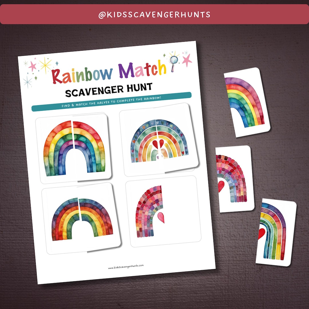 Printable Rainbow Matching Game | Color Scavenger Hunt for Kids | Fun ...