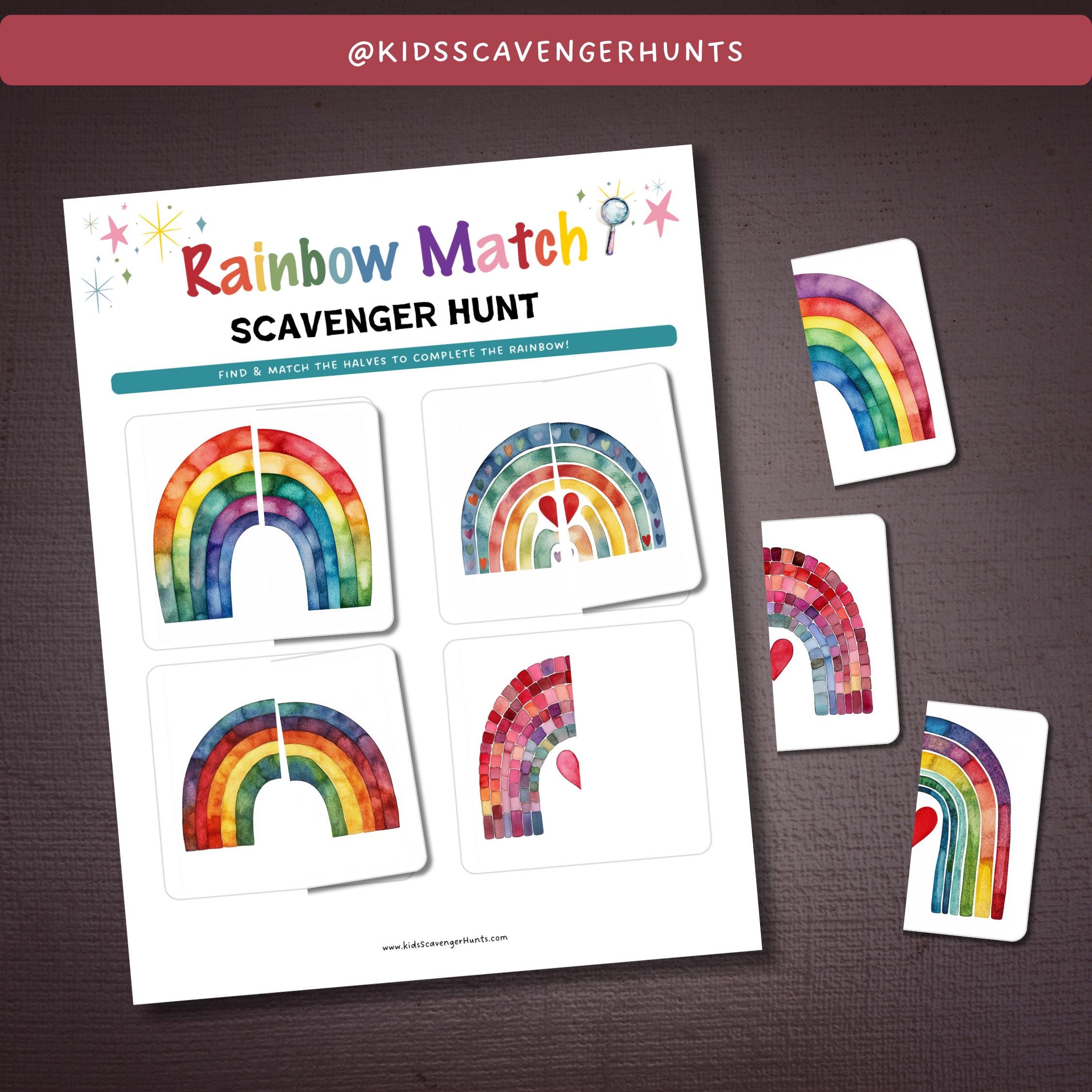 Printable Rainbow Matching Game | Color Scavenger Hunt for Kids | Fun ...