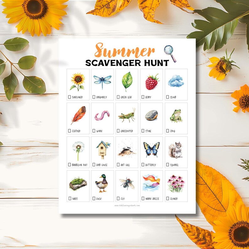 Printable SUMMER Nature Scavenger Hunt for Kids Outdoor Scavenger Hunt ...