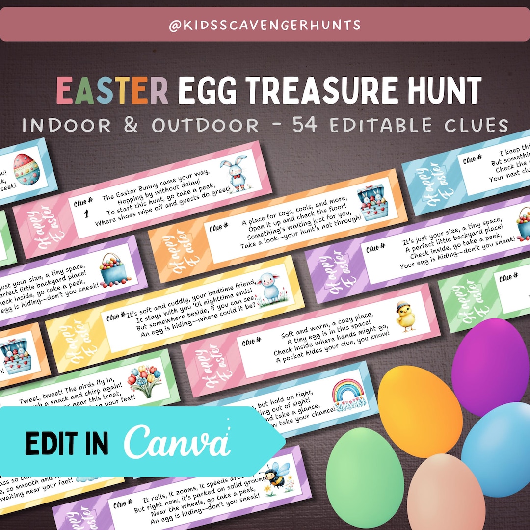Editable Easter Egg Hunt | Easter Scavenger Hunt Clues | Egg-sized ...