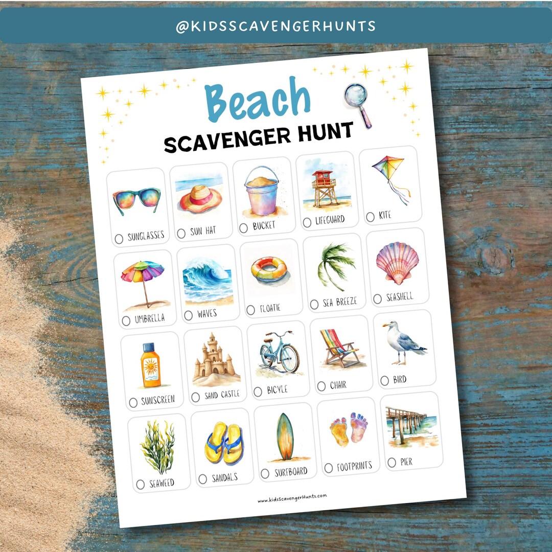 Printable Beach Scavenger Hunt | Seaside Nature Hunt for Kids | Outdoor ...