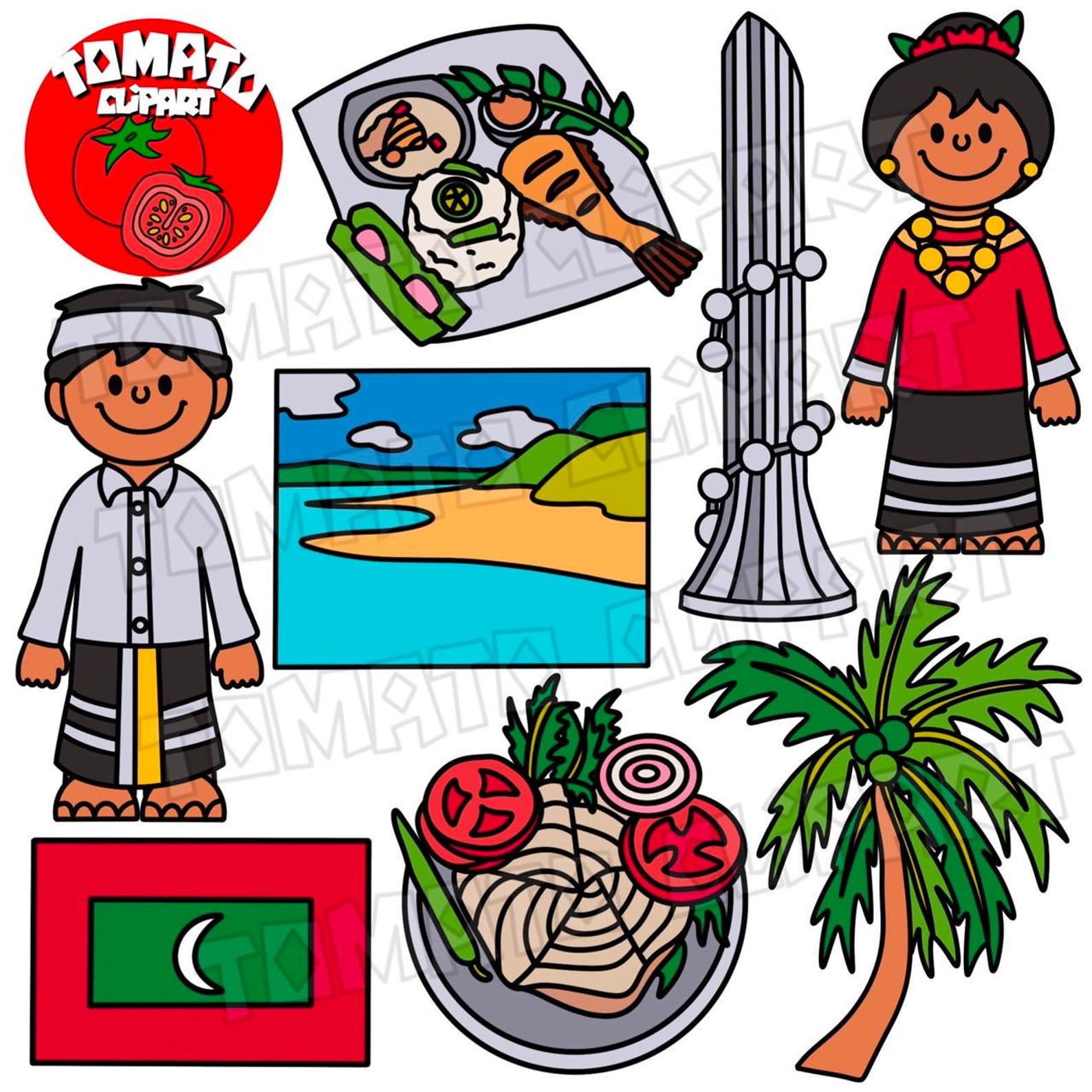Asia Clipart Set/ India/ Indonesia/ Maldives/ Myanmar/ Bundle Part3 - Etsy