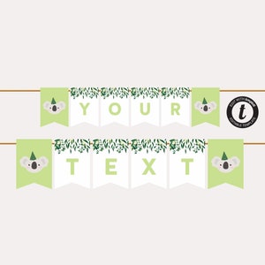 Koala Printable Bunting Flags, Koala Editable Party Banner Template ...