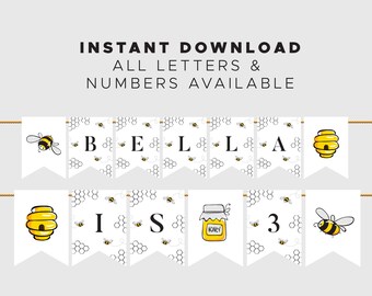 ABC Bee Day Full Alphabet Banner. First Bee-day Birthday - Etsy