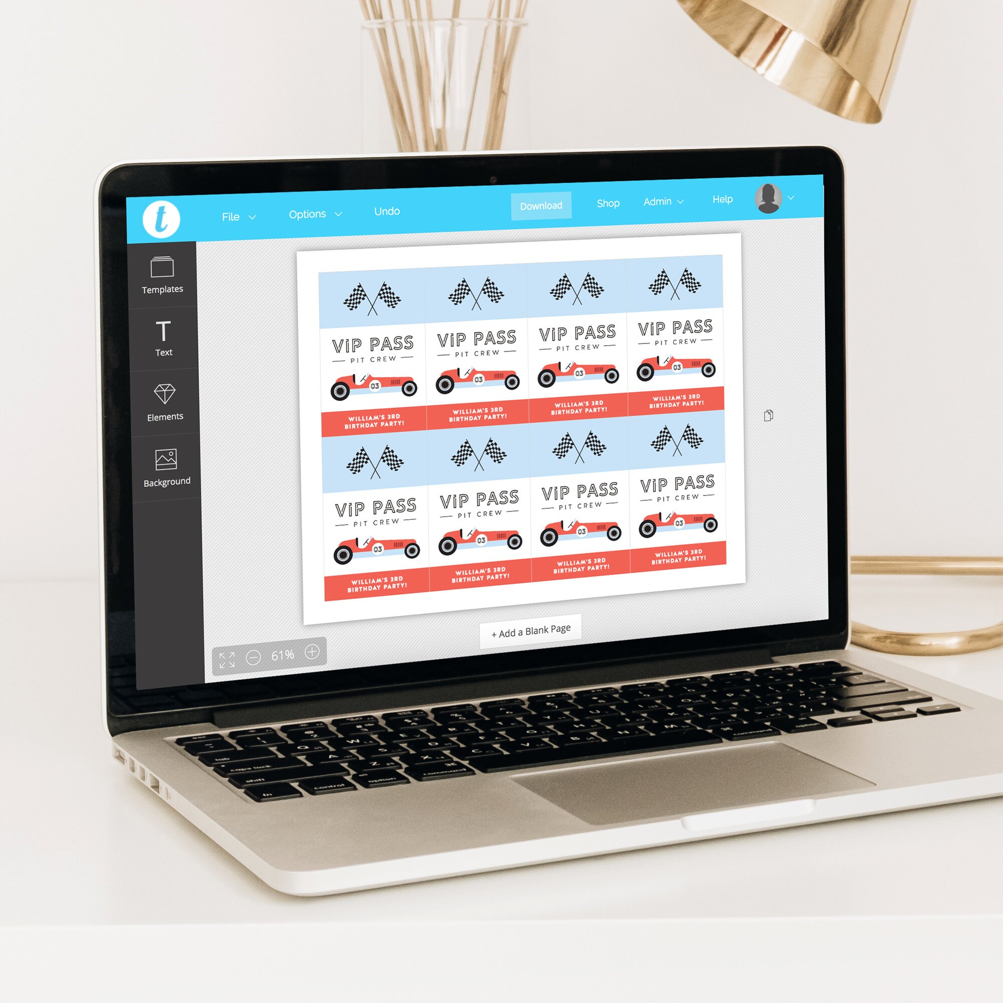 DIY EDITABLE TEMPLATE Vintage Race Car Party Pit Crew Pass | Etsy