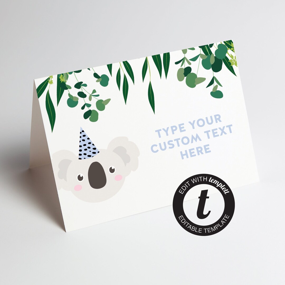 Koala Editable Food Label Cards Printable Koala Buffet Card - Etsy