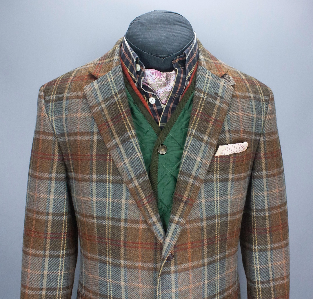 Hackett London Mens Tweed Blazer: Robert Noble Multicolor Check Wool ...