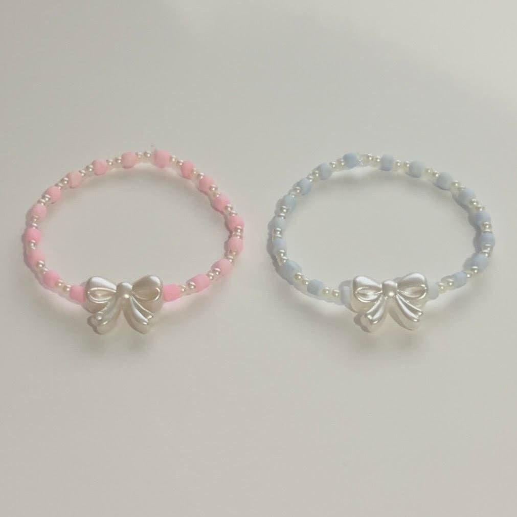 Cute Coquette Pearl Bow Friendship Matching Bracelets - Etsy