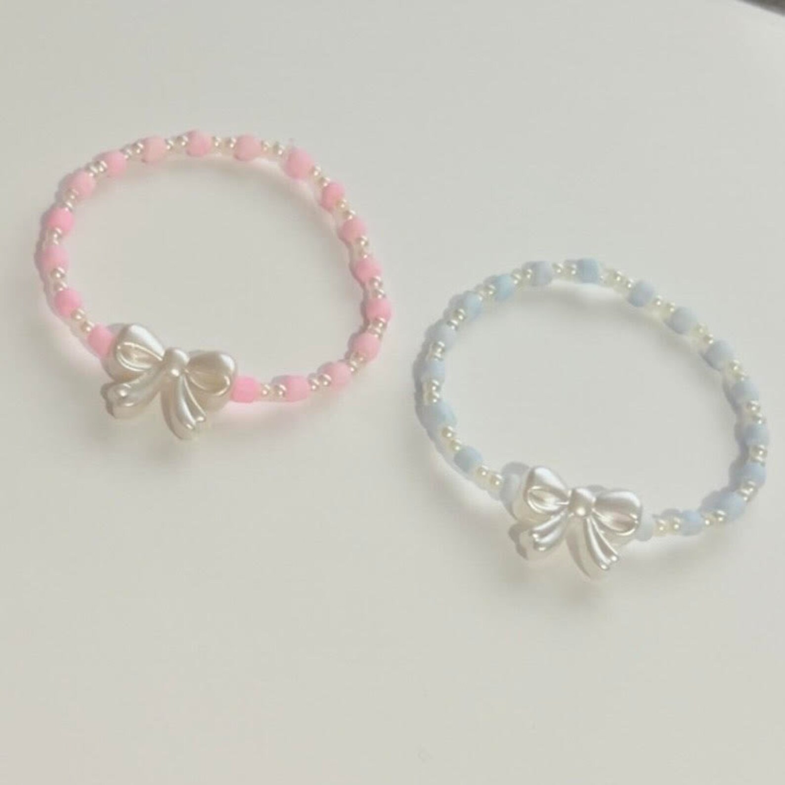 Cute Coquette Pearl Bow Friendship Matching Bracelets - Etsy