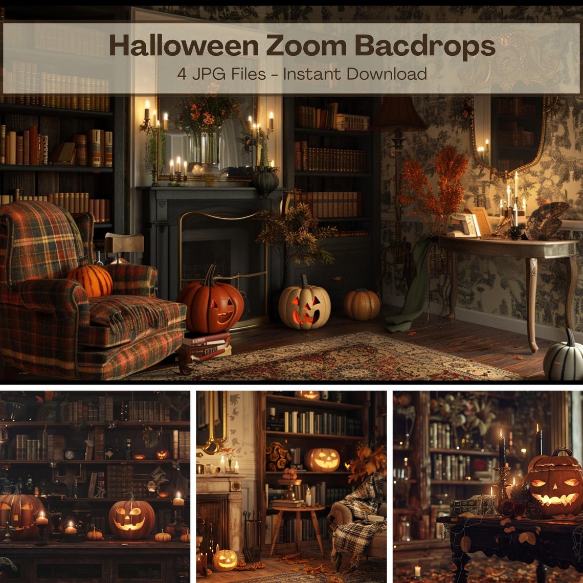 4 Halloween Zoom Backgrounds: Spooky Virtual Meeting Backdrop (4K ...