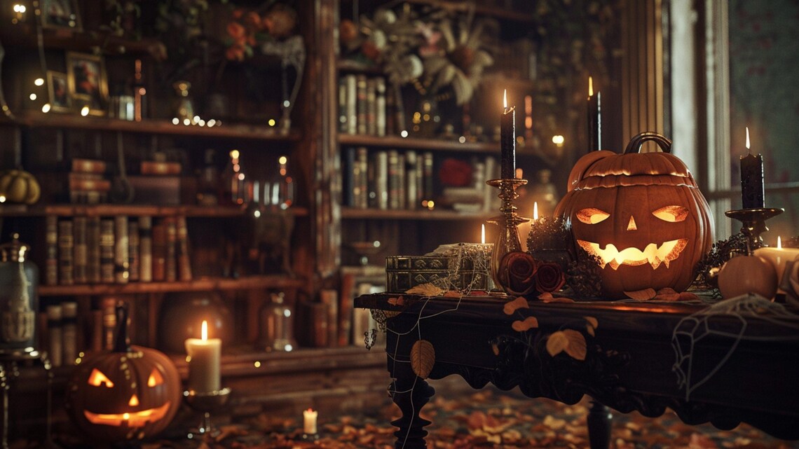 4 Halloween Zoom Backgrounds: Spooky Virtual Meeting Backdrop (4K ...
