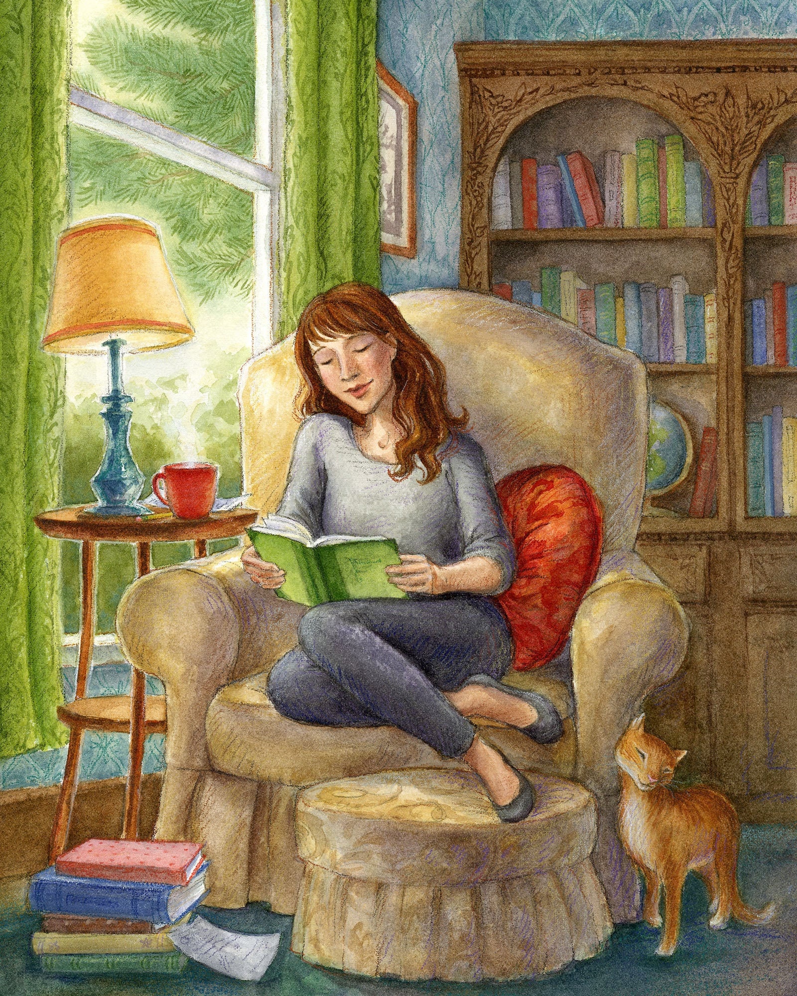 Woman Reading Book Art