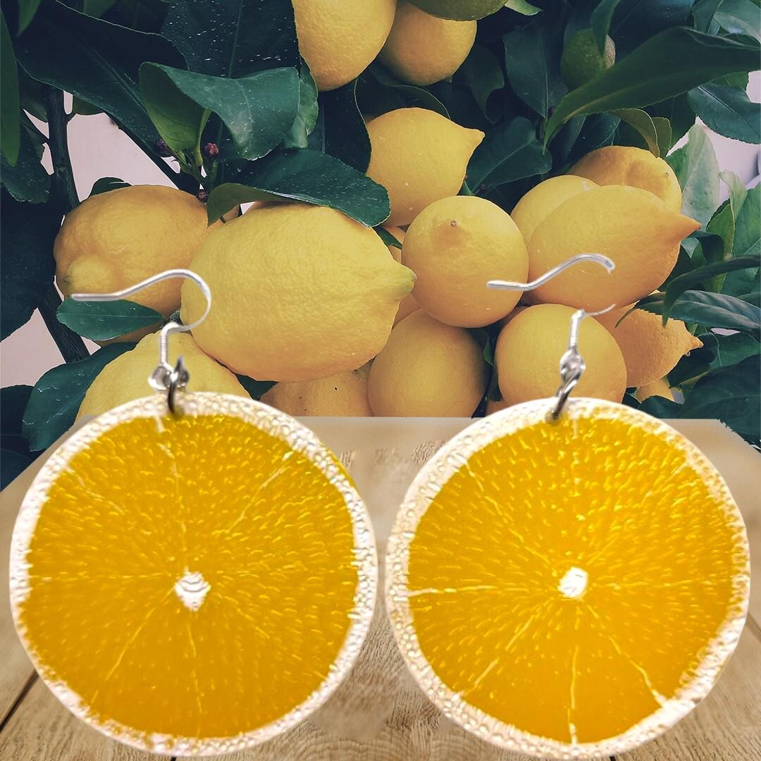 Hypoallergenic Lemon Slice Earrings, Fun Citrus Jewelry, Food Inspired ...