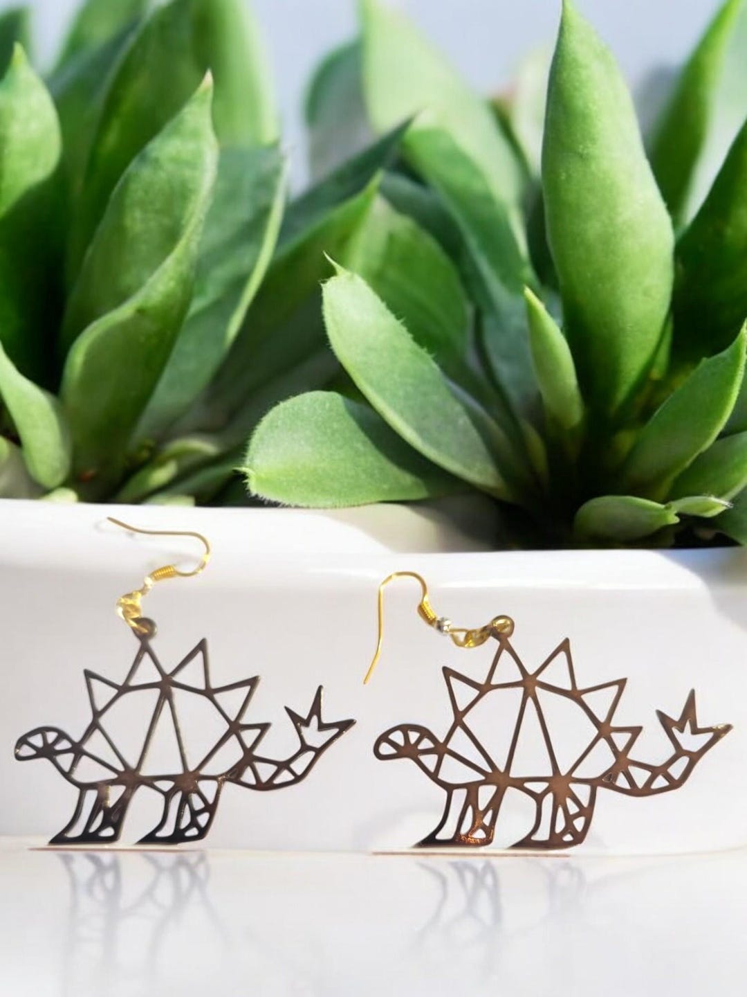 Hypoallergenic Geometric Stegosaurus Earrings: Abstract Dinosaur ...