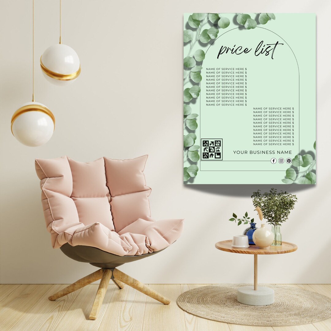 Digital Price List Template | Customizable Price Sheet for Small ...