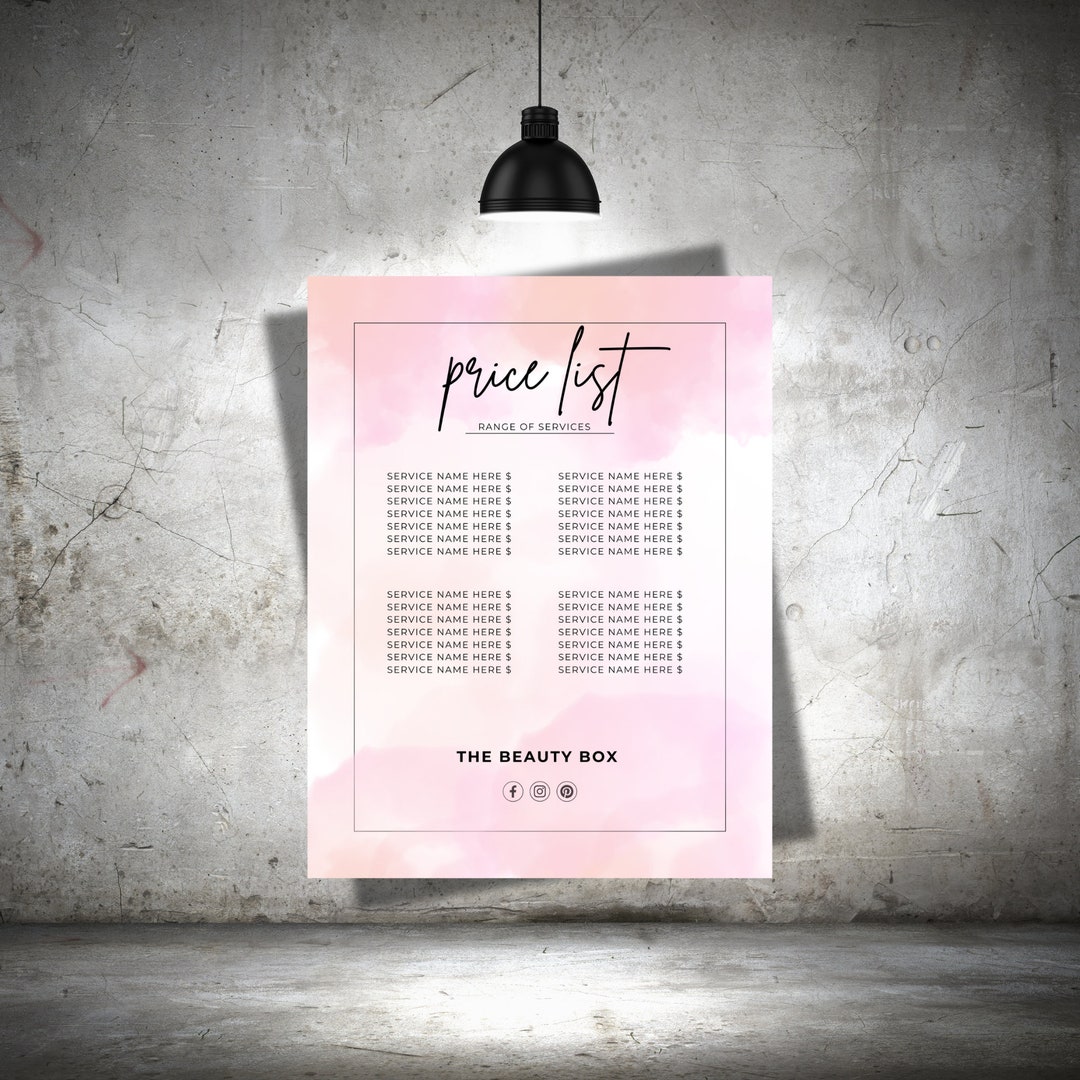 Digital and Editable Price List for Businesses - Etsy