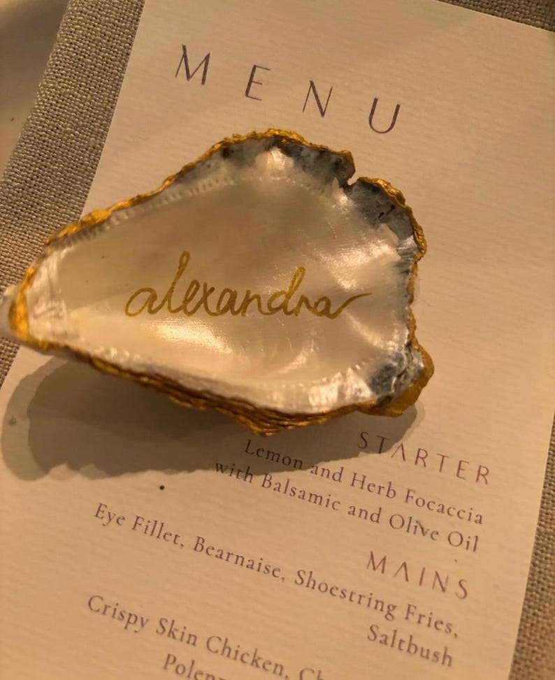 Oyster Shell Place Cards, Wedding Place Cards, Place Cards, Gold Edge ...
