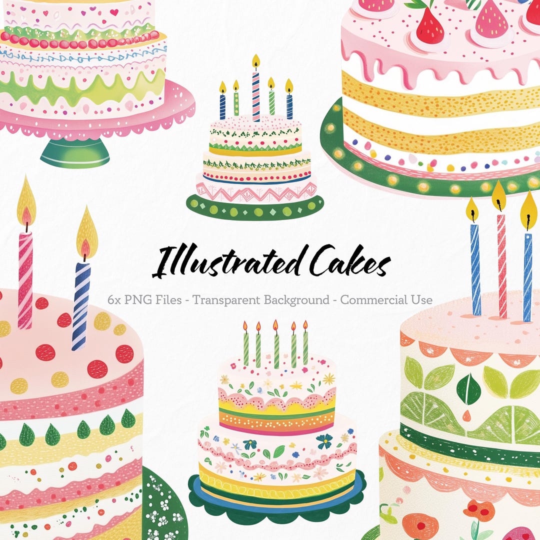 Birthday Cake Clipart Set | Birthday Artwork | Celebration Clipart ...