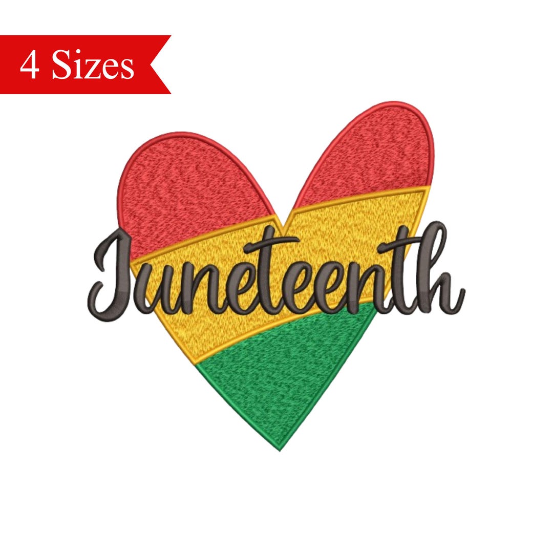 Juneteenth Embroidery Design File, Juneteenth Heart Machine Embroidery ...