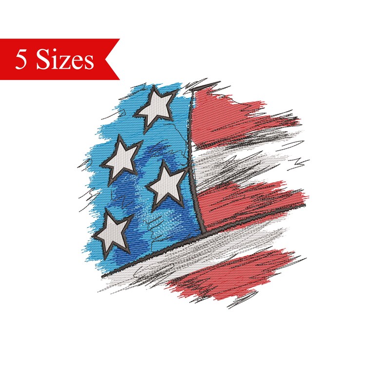 American Flag Embroidery, American Flag With Ribbon Bow, Patriotic ...