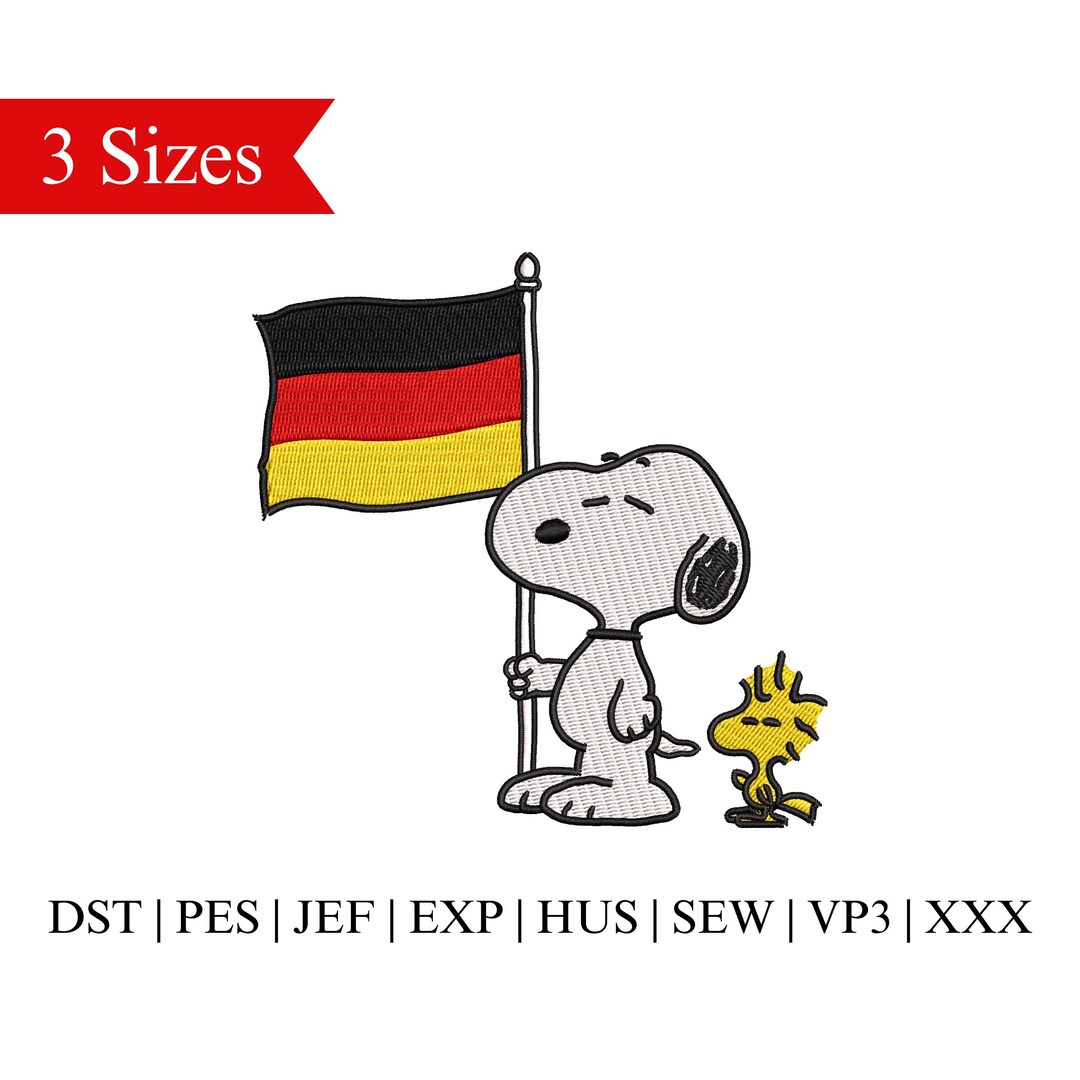 Snoopy Germany Flag Machine Embroidery File, Tag Der Deutschen Einheit ...