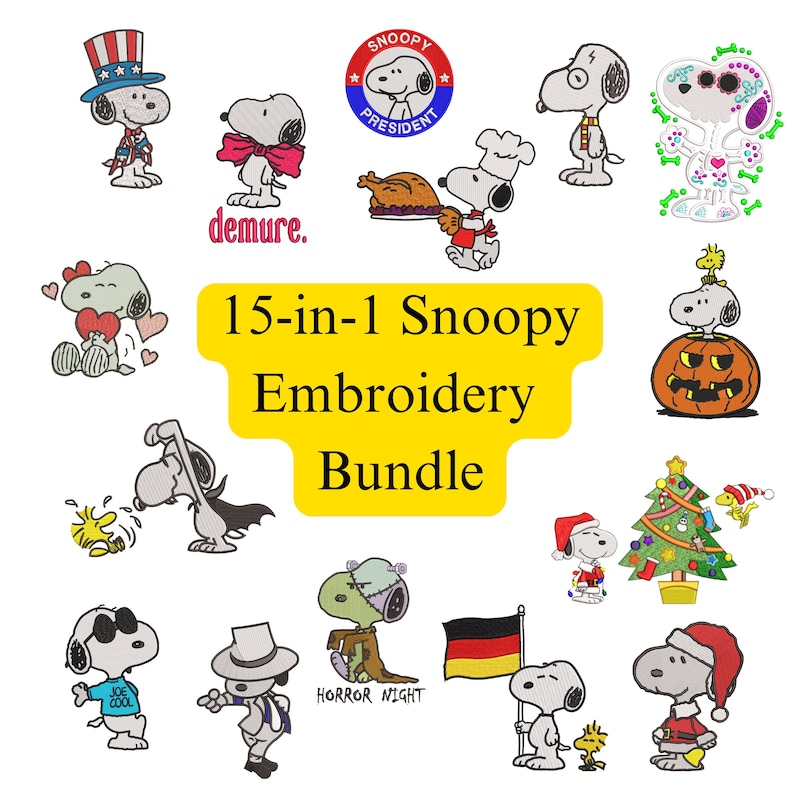 Snoopy Embroidery - Etsy