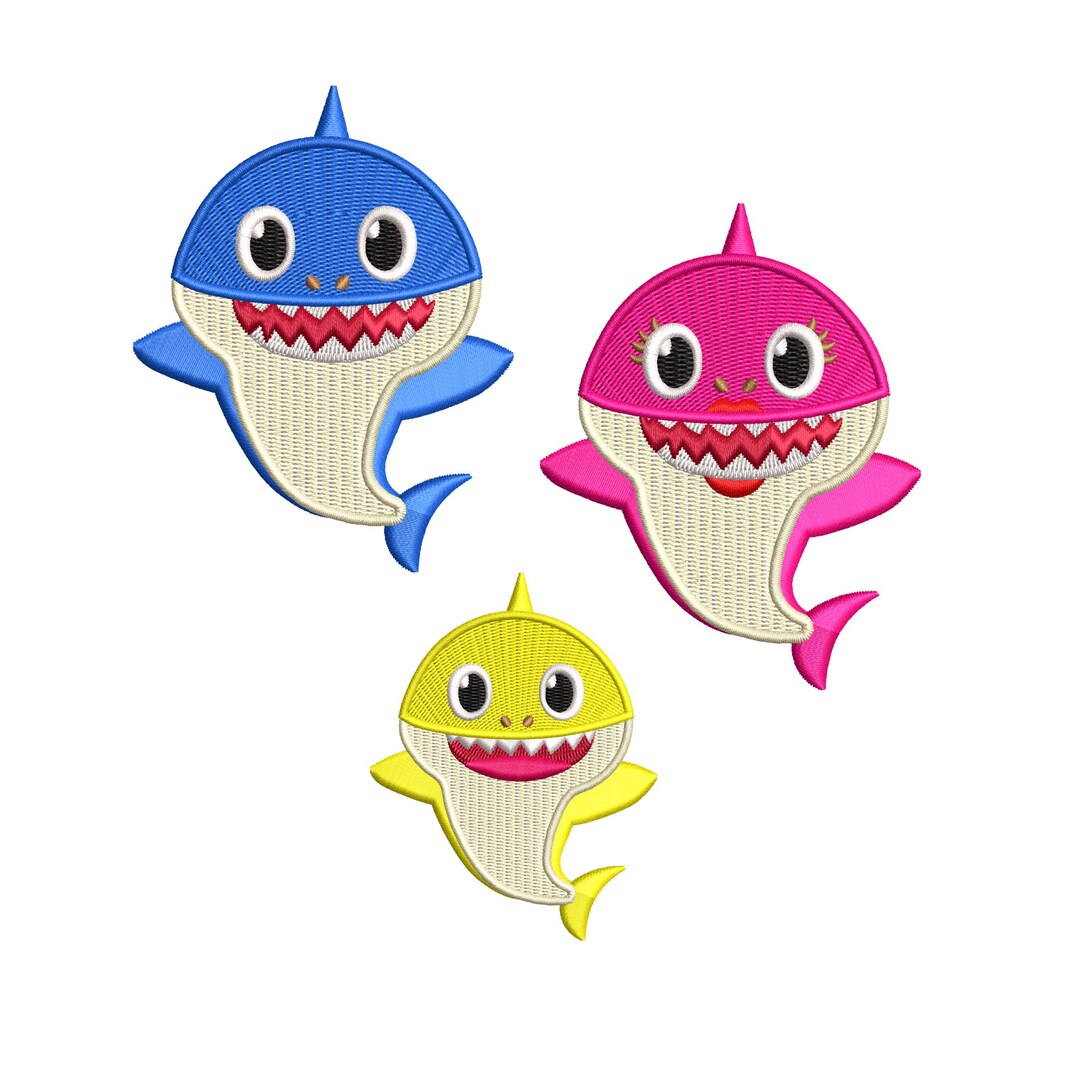 Baby Shark Family Embroidery Design, Shark Embroidery, Baby Embroidery ...