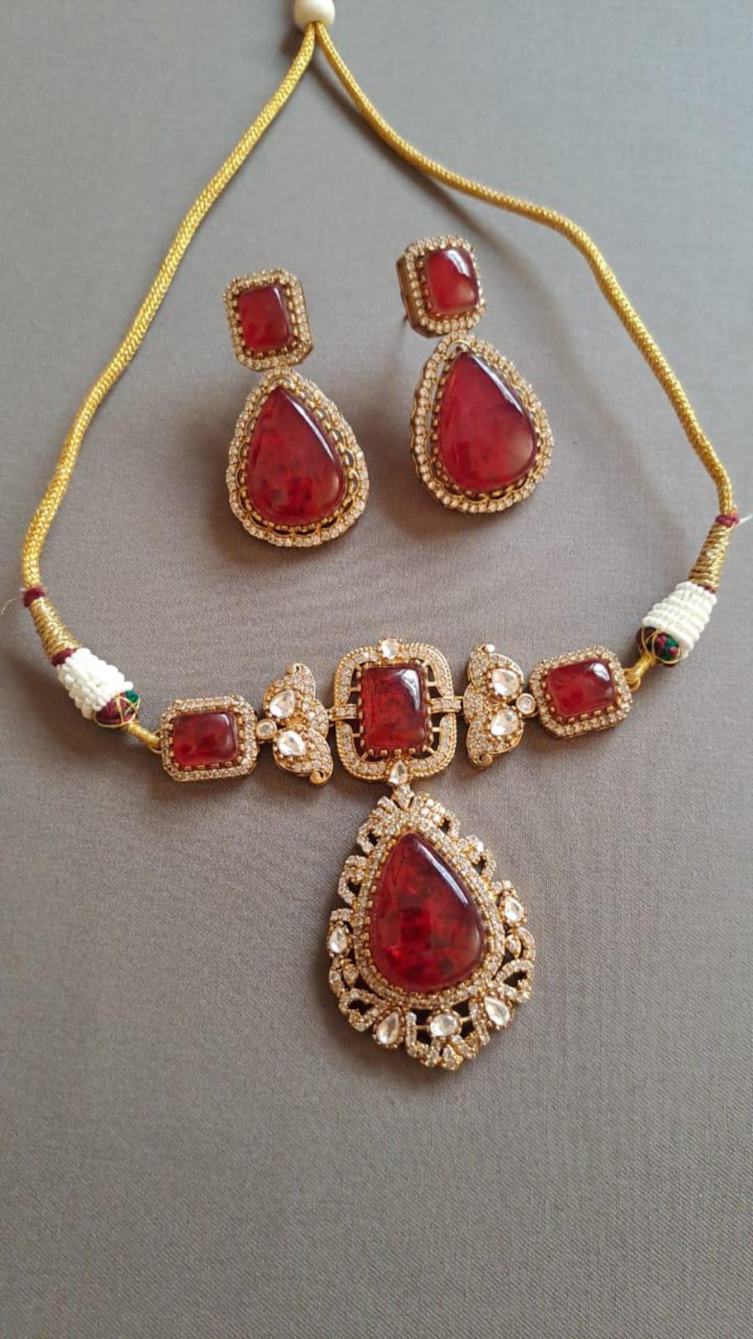 Gold Plated Mossanite Doublets Choker Set Stunned With Ad/ Doublets ...
