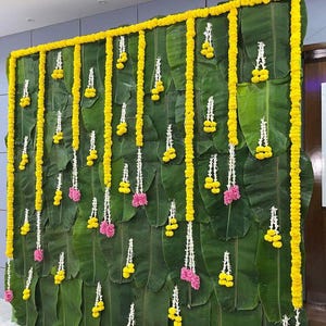 Lotus Fabric Banana Leaf Backdrop Set for Housewarming /green Backdrop ...