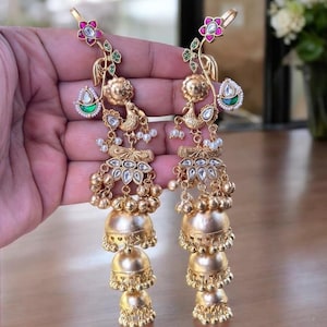 Peacock Kaanphool/earcuffs/gold Plated Fusion Earrings/jhumka Earrings ...