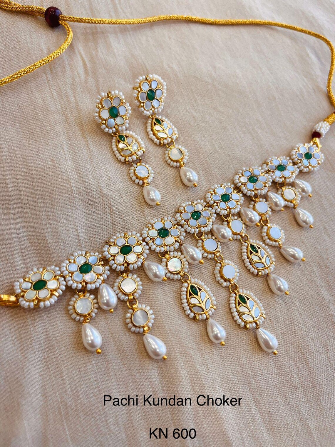 Pachi Kundan Necklace Set With Earrings/ Mop Statement Necklace Set ...