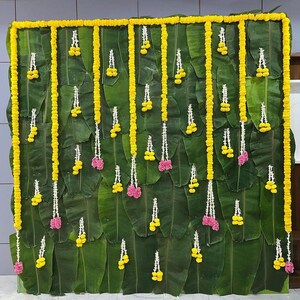 Lotus Fabric Banana Leaf Backdrop Set for Housewarming /green Backdrop ...
