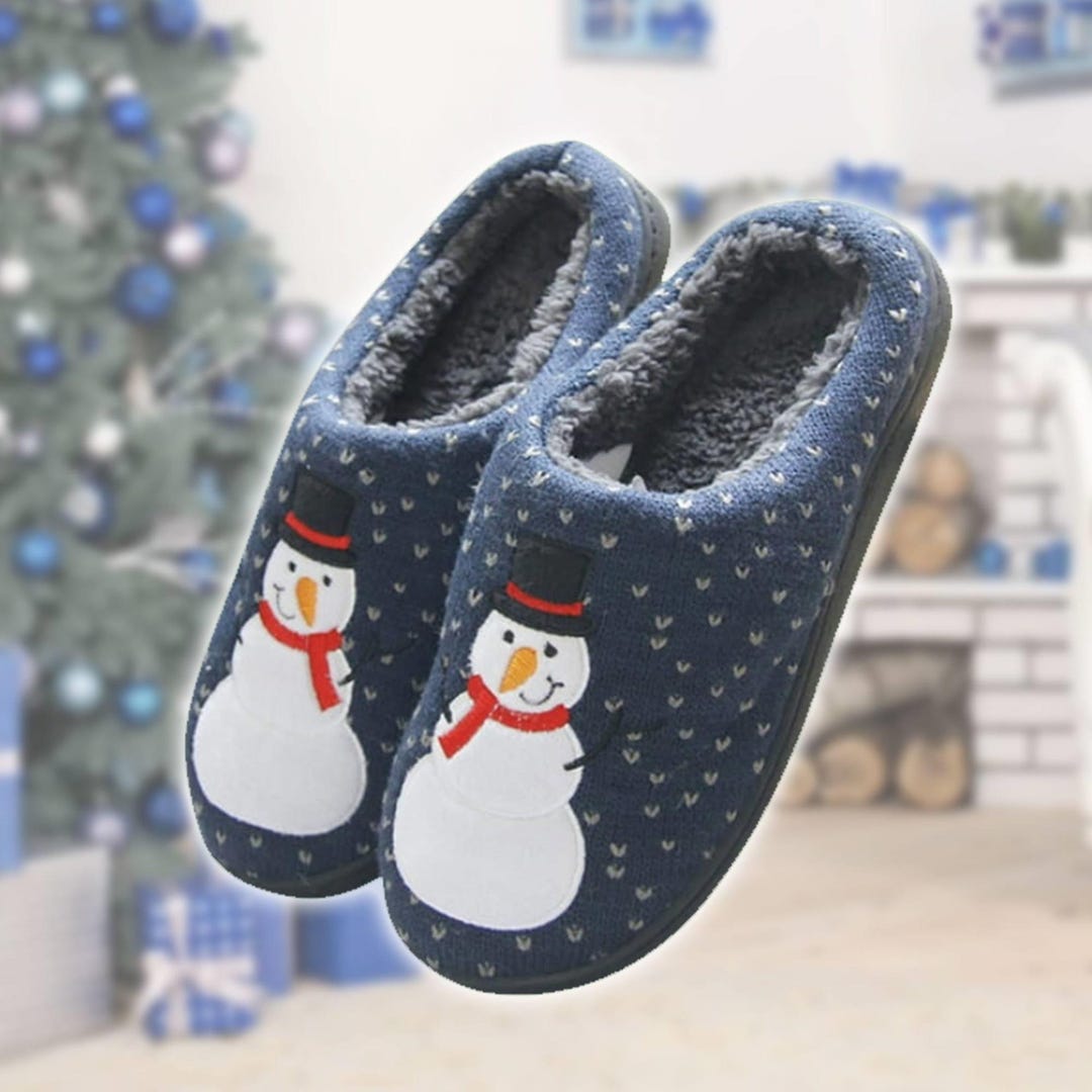 Snow Man Slippers Fuzzy Slippers Snow Man Christmas Slippers for Women ...