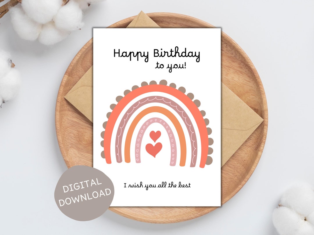 Rainbow Birthday Card, 5x7 Printable PDF (digital Download) - Etsy
