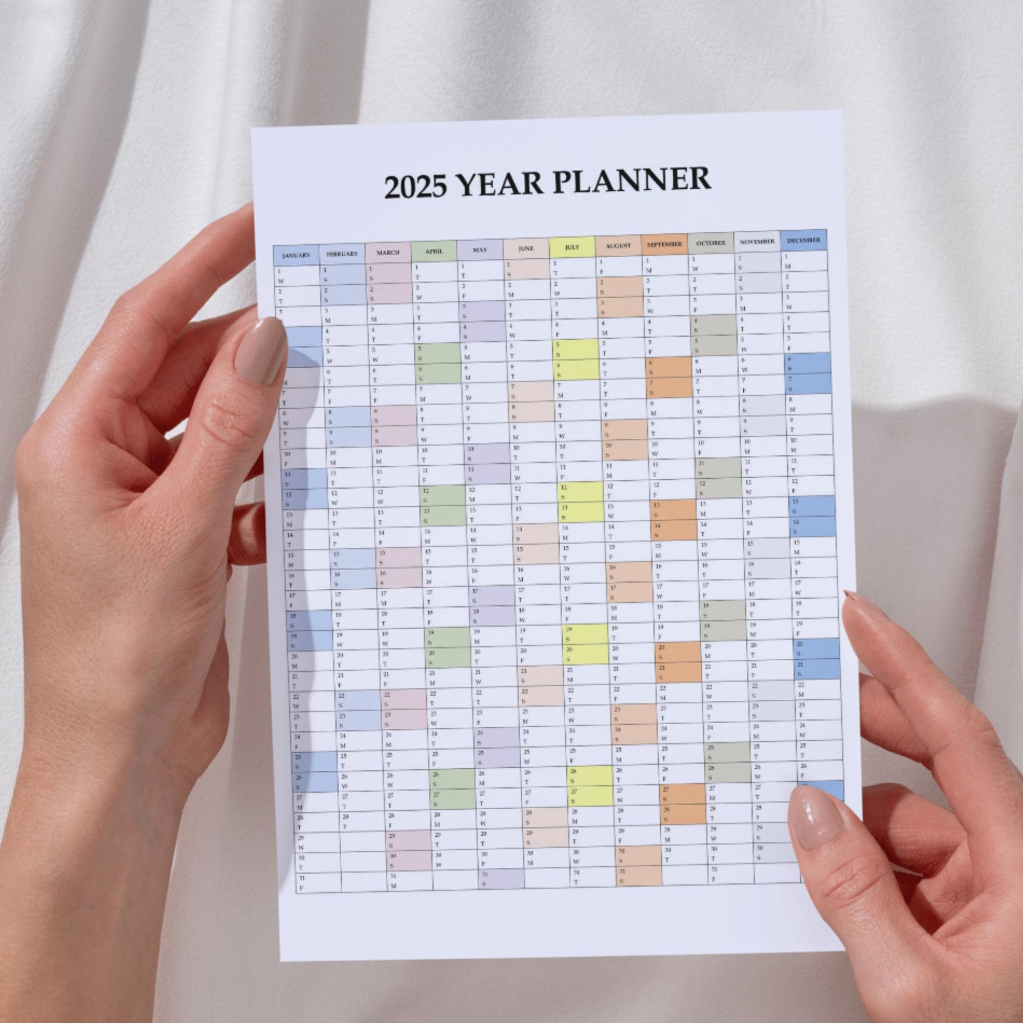 2025 Yearly Planner Printable I Colorful Planner on 1 Page I Digital ...