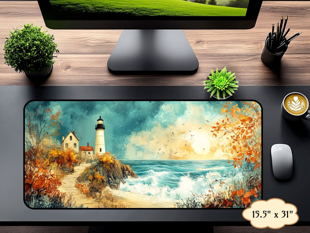 Lighthouse Deskmat, Ocean Deskmat,beach Office Gift,coastal Office ...