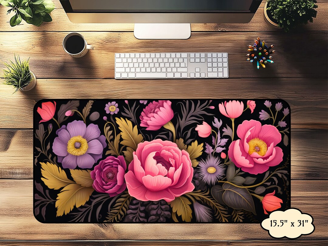 Garden Floral Deskmat,flower Desk Décor Mat,botanical Deskmat,floral ...