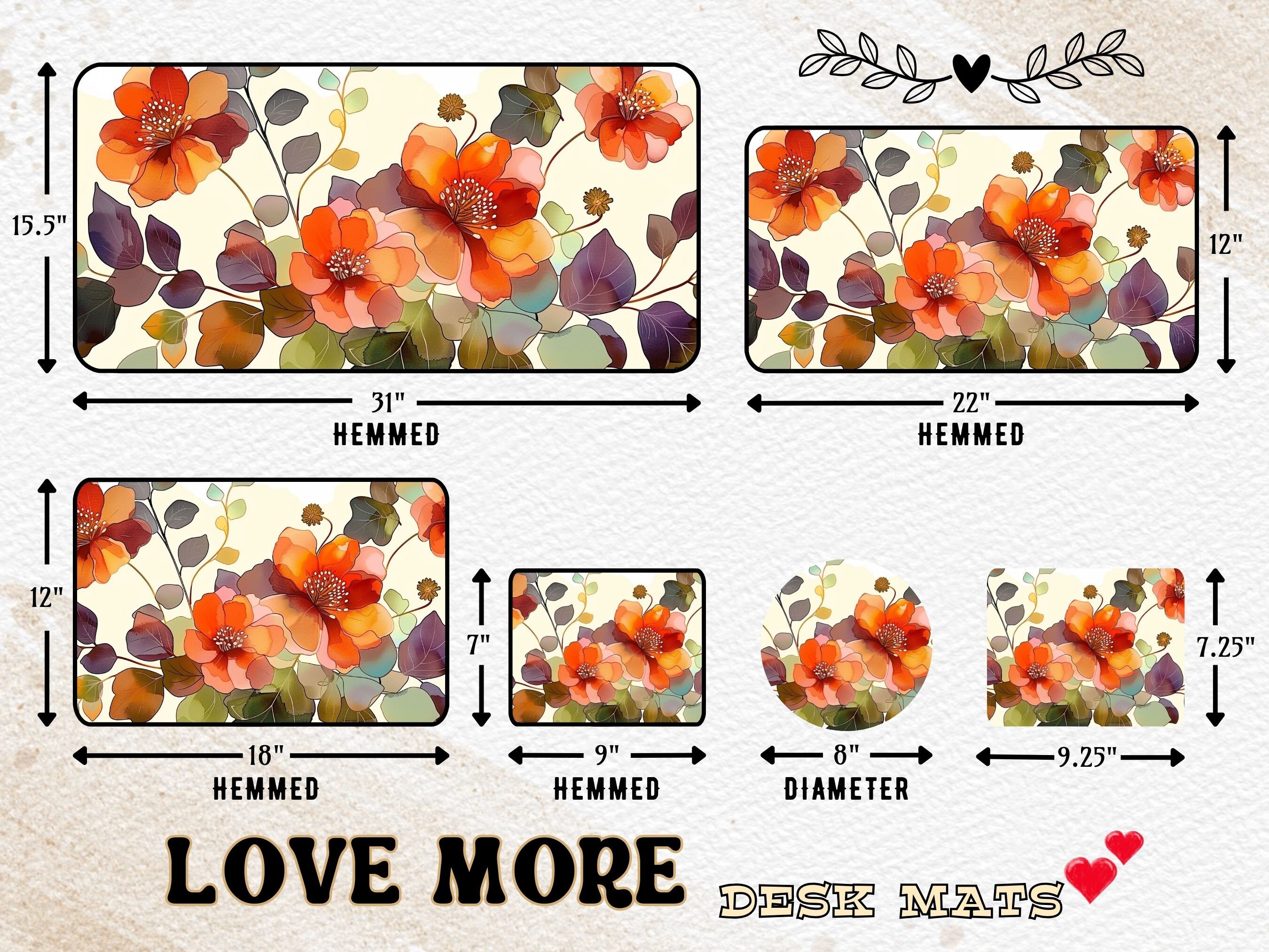 Floral Deskmat,flower Desk Décor Mat,botanical Mousepad Xl,floral ...