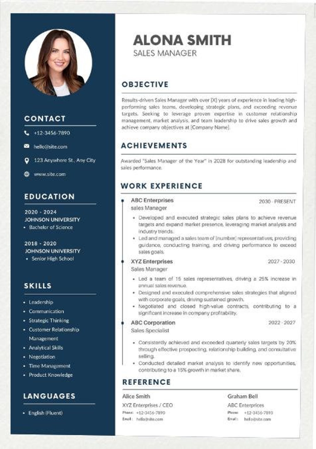 Editable Modern Professional CV Template - Etsy