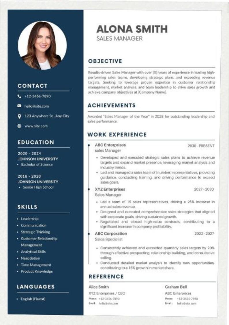 Editable Modern Professional CV Template - Etsy
