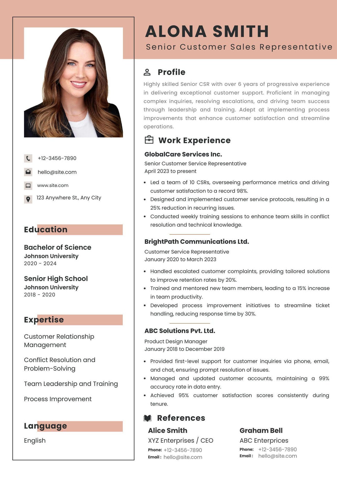 Editable Modern Professional CV - Template - Etsy