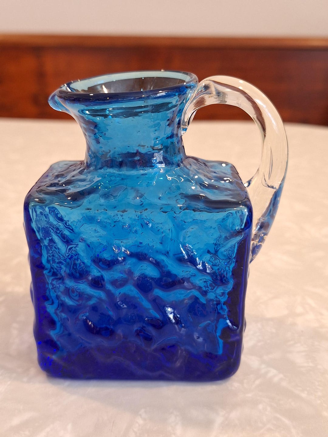 Vintage Pilgrim Art Glass Cobalt Blue Nugate Rock Pitcher/creamer - Etsy