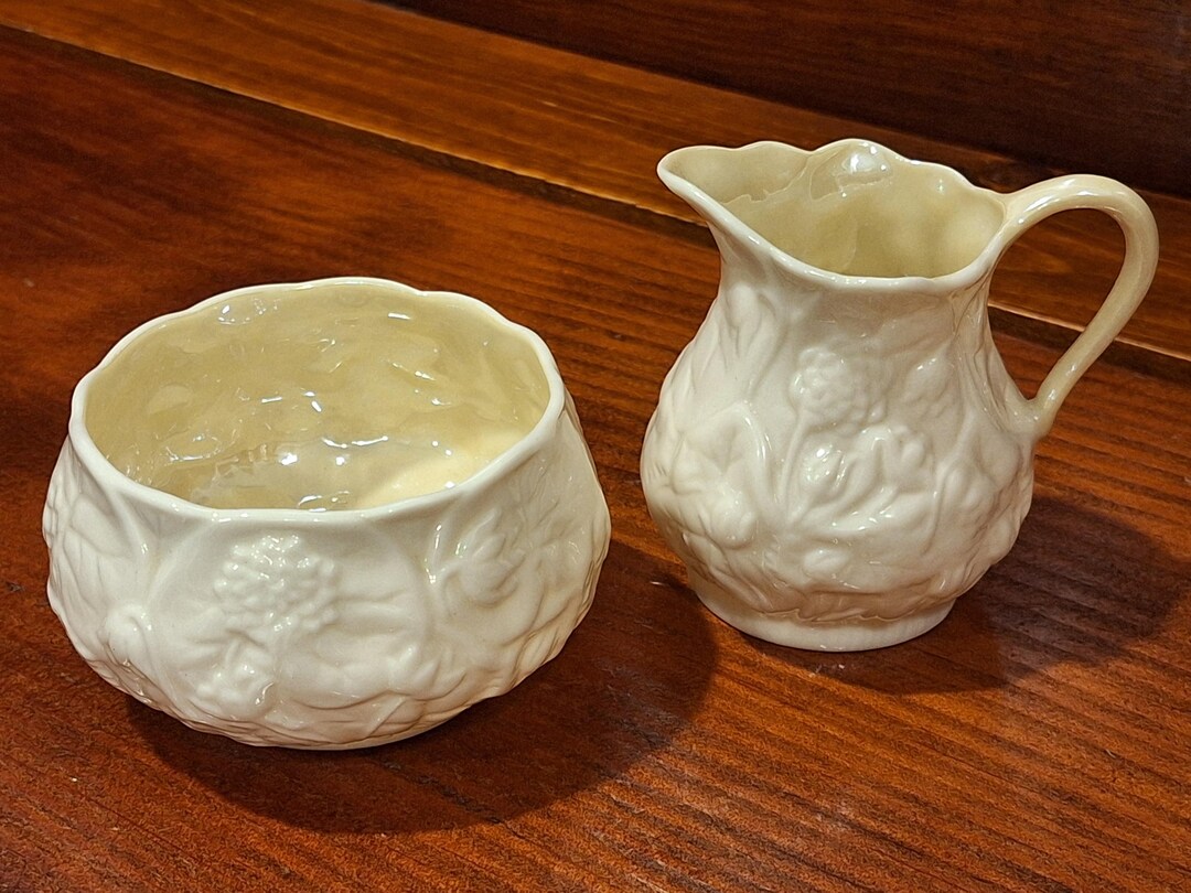 Belleek 6th Mark Lotus Pattern Lustre Vintage Sugar and Creamer-made in ...
