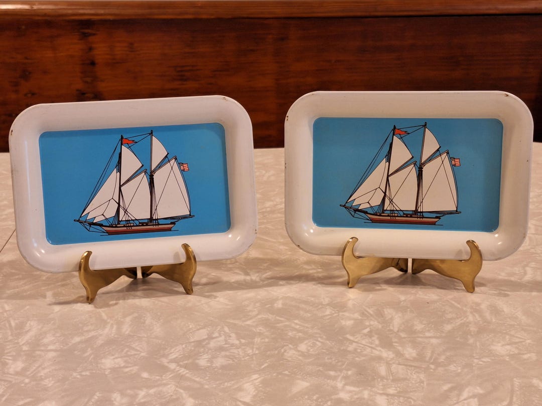 MCM USA Sailing Ship Tin Tip Trays (set of 2) - Etsy