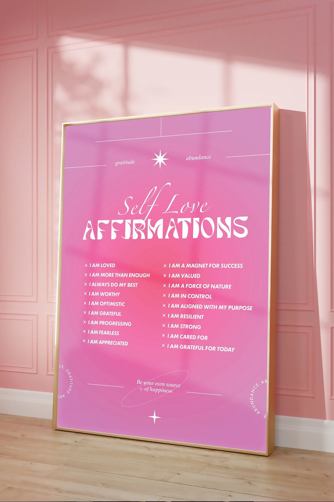 Pink Self Love Affirmation Poster Printable I Am Affirmations Print ...