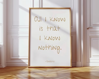 Philosophy Poster, Greek Wall Art, Minimalist Quote Poster ...
