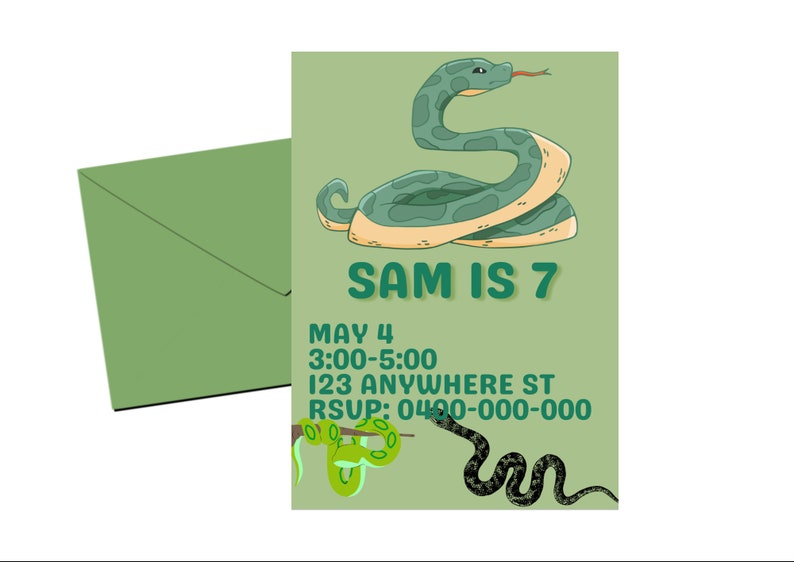 Snake Themed Birthday Invitation - Etsy