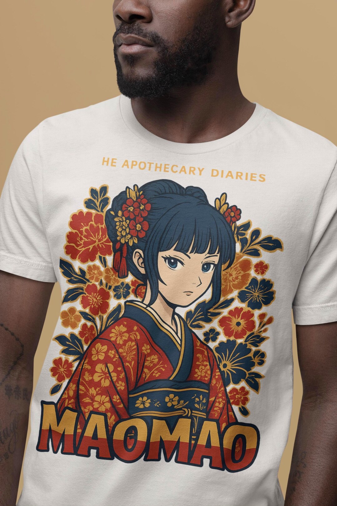 Maomao Anime Style T-shirt Japanese Vintage Inspired Design, Red Navy ...