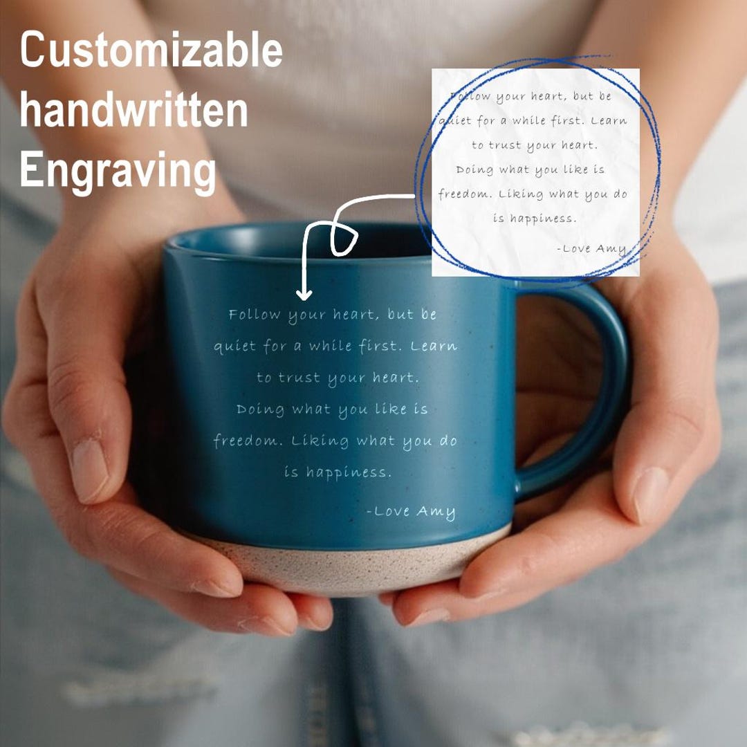Personalized Handwriting Engraved Ceramic Mug, Father's Day Gift - Etsy