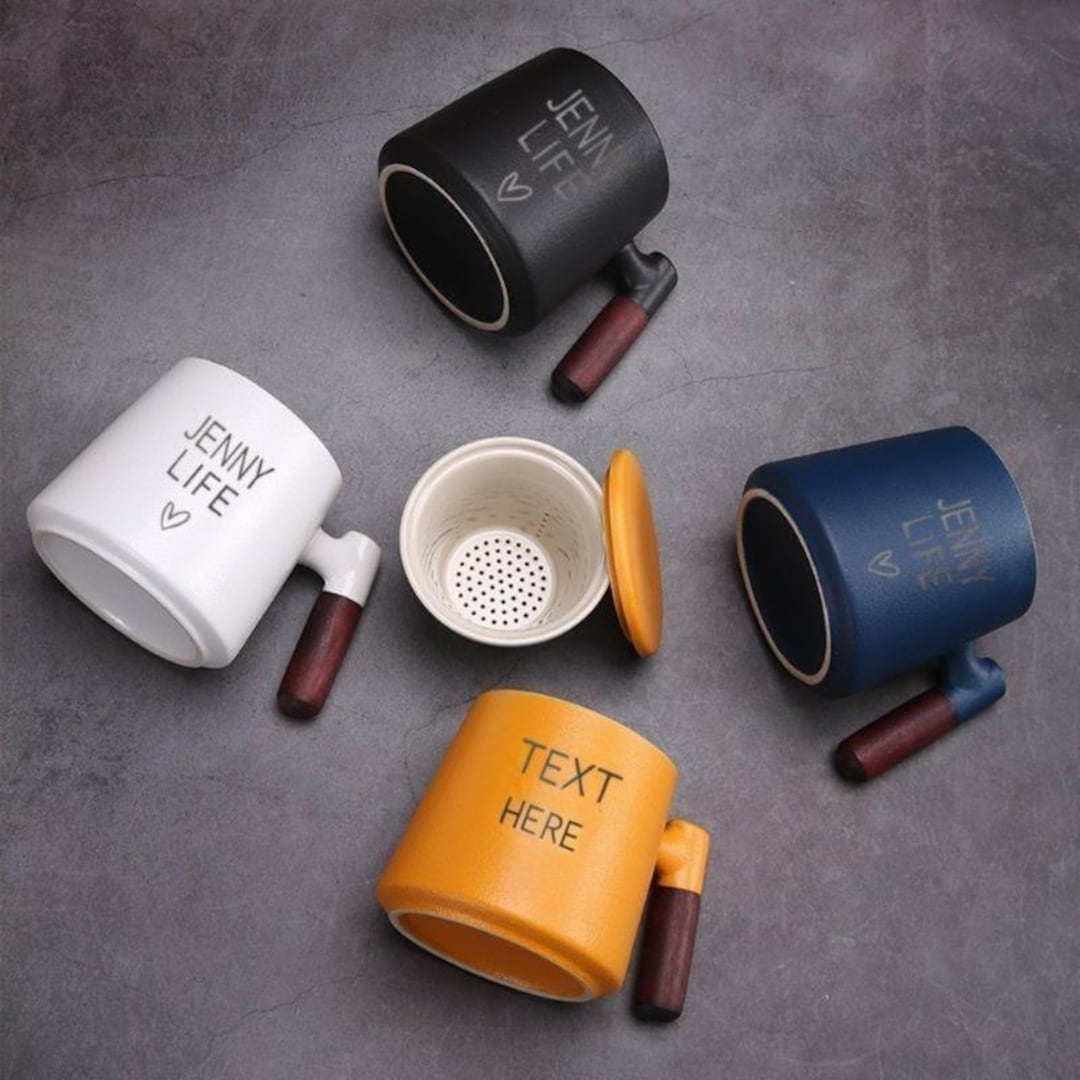 Personalized Ceramic Mug With Lid: Engraved Stoneware Coffee Mug - Etsy